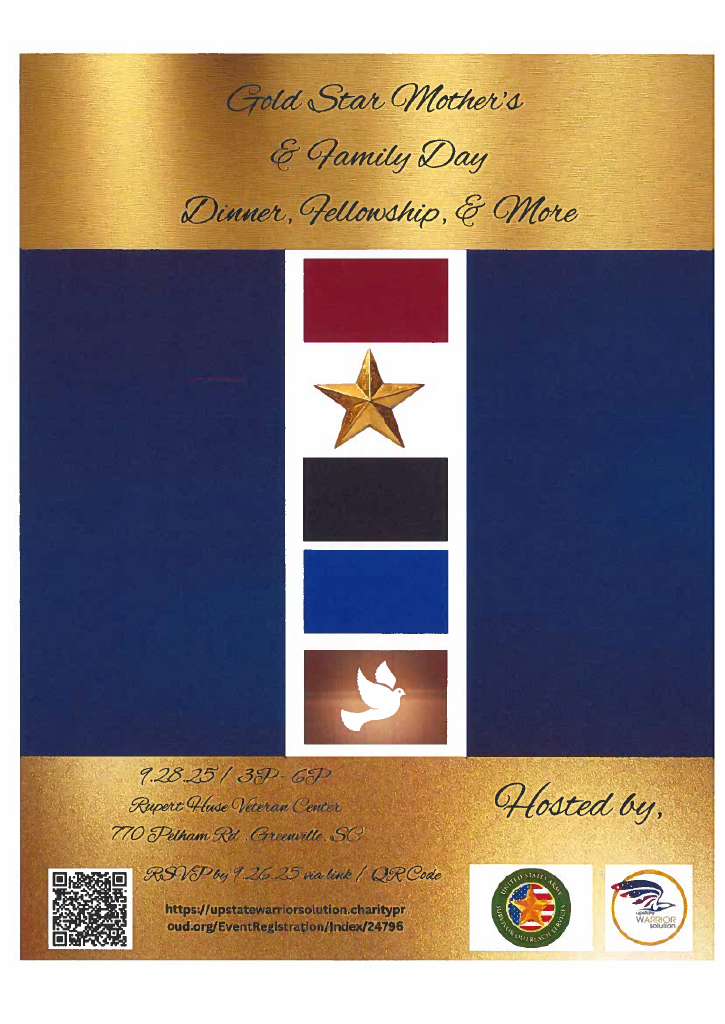 Gold Star Mothers and Family Day Dinner, Fellowship and More | SC ...